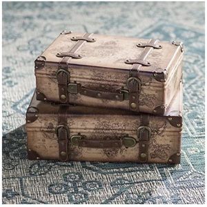 Accents | 2 Suitcase Treasure Chests Old World Map Leather | Poshmark